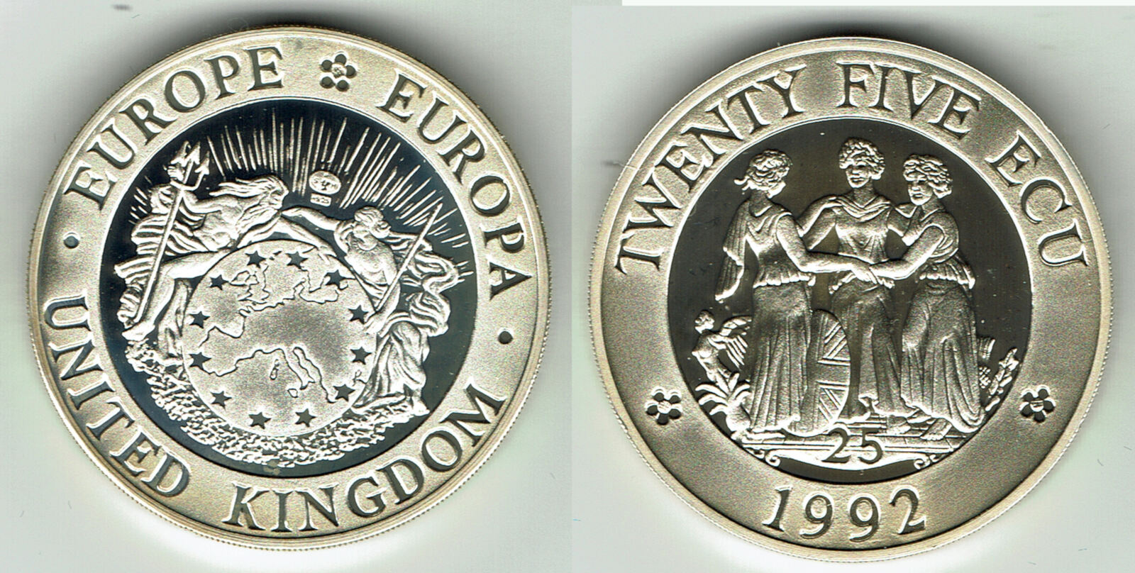 Großbritannien 25 ECU (Piedfort) 1992 Great Britain, 25 silver ecu ...