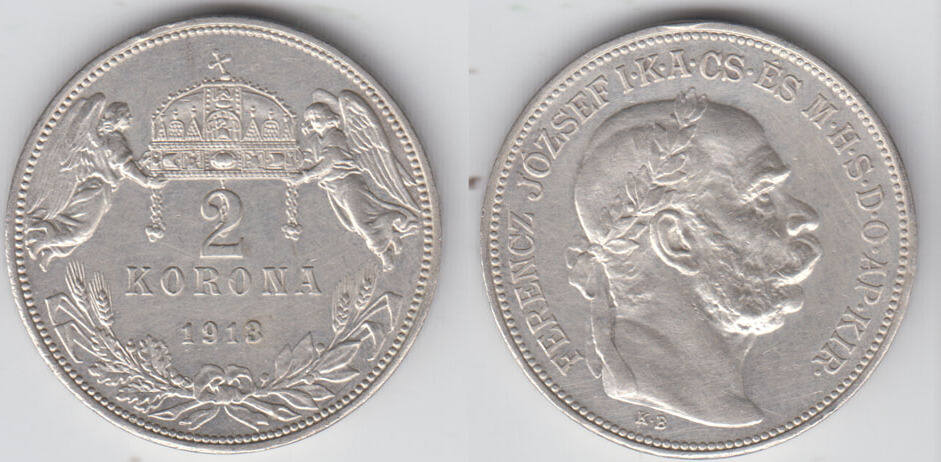 Ungarn Hungary, 2 korona 1913, like scan aEF | MA-Shops