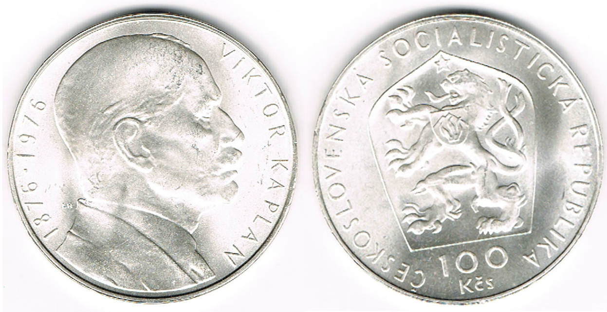 Tschechoslowakei 100 Kronen 1976 czechoslovakia, silver coin "Viktor ...