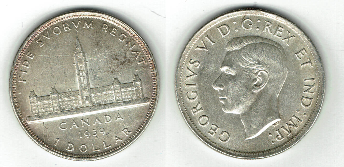 1 Dollar canada silver dollar 1939 "parliament ottawa", like scan aEF ...