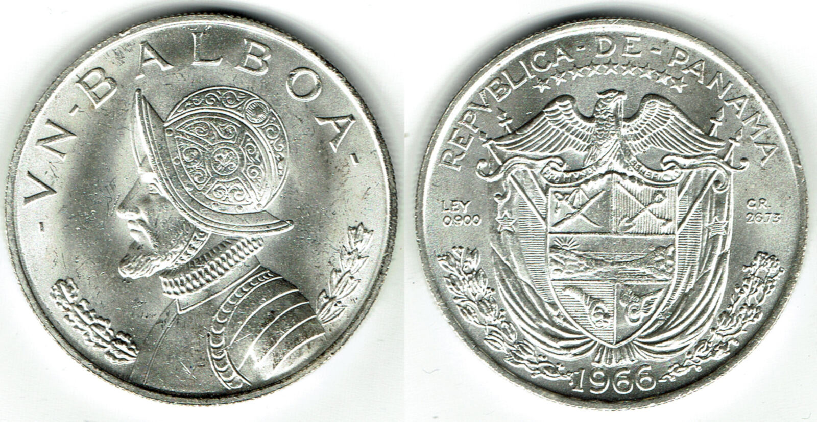 1 Balboa 1966 panama silver coin "balboa", like scan UNC- | MA-Shops