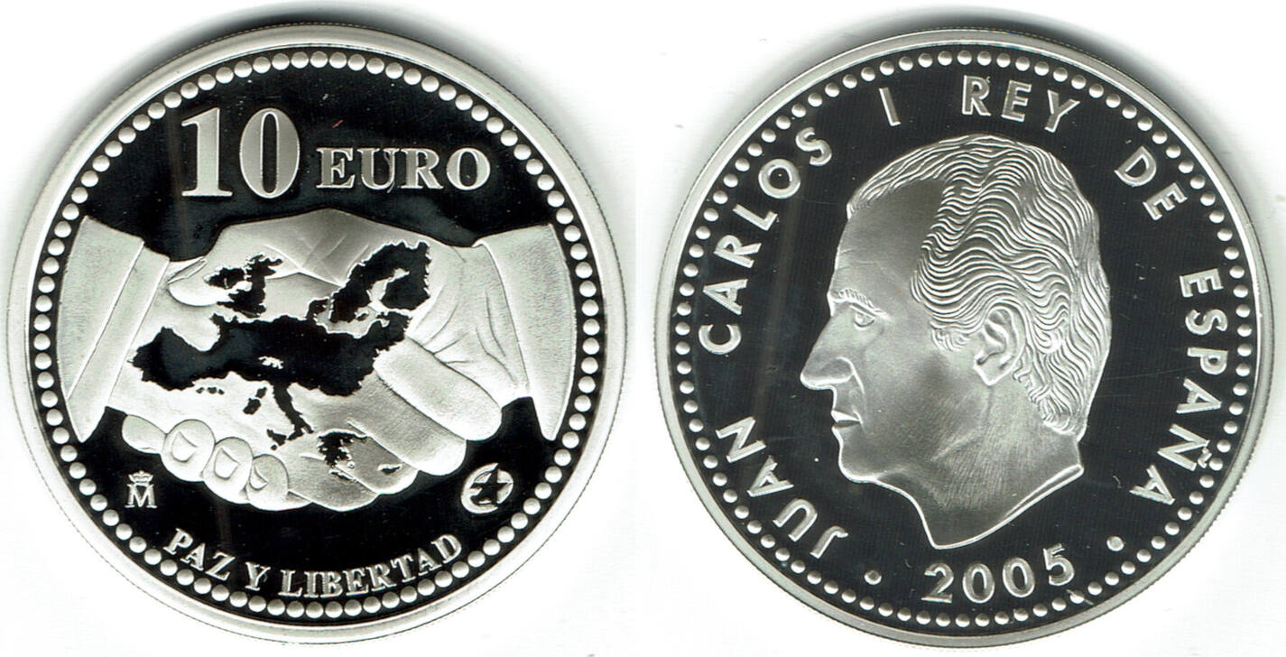 Spanien 10 Euro spain silver coin 2005, 60th anniversary of peace., no ...