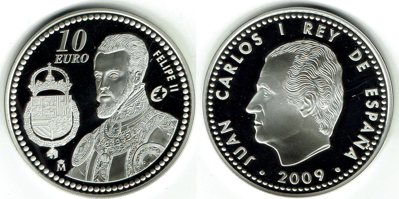 Spanien 10 Euro 2009 spain silver coin 2011, Felipe II., no box and no ...