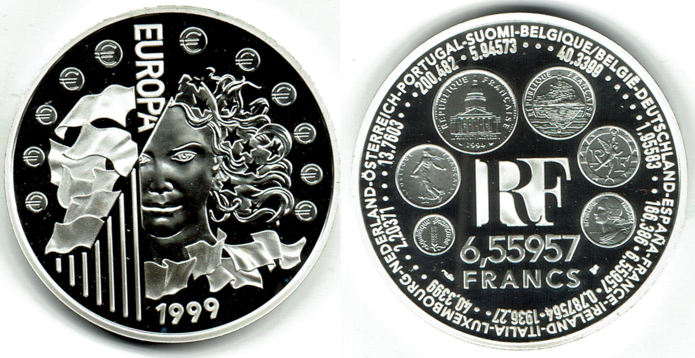 Frankreich 6,55957 Francs 2000 France, europe", proof, no box / no COA ...
