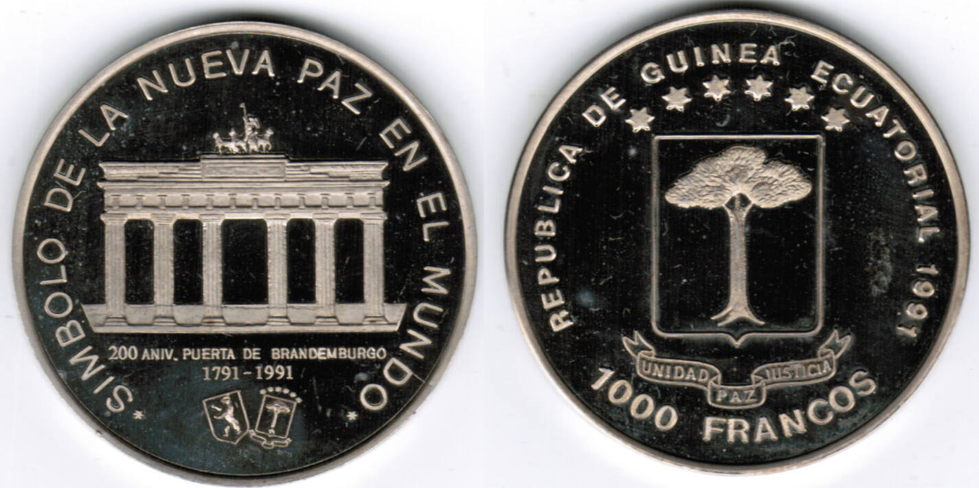 Äquatorial-Guinea 1000 Francos 1991 equatorial guinea, 1000 francs ...