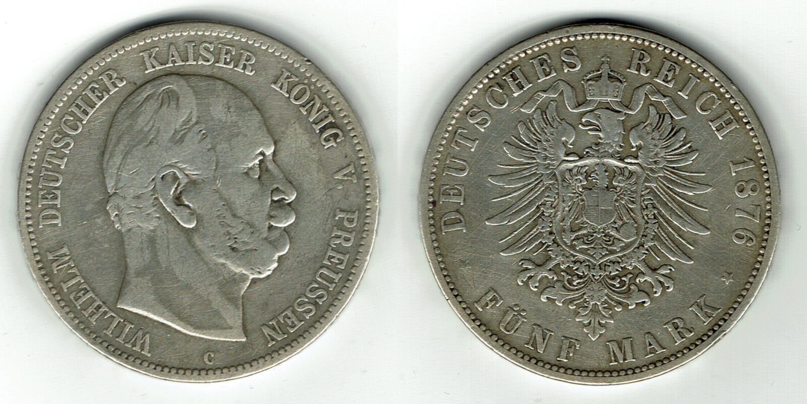 Preußen 5 Mark 1876 C, Wilhelm I., Erhaltung siehe Scan! VF | MA-Shops