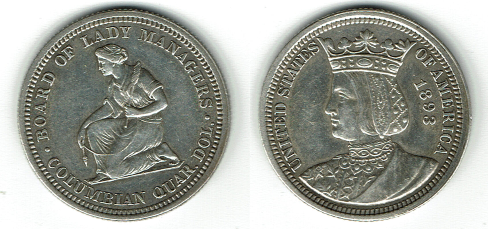 25 Cents (Quarter Dollar) 1893 USA, Columbian Exhibition Quarter Dollar ...