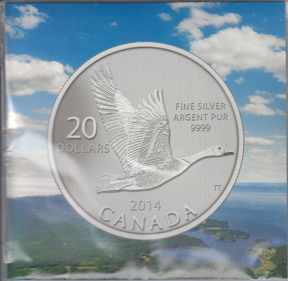 Kanada 2014 Canada silver coin, 20 dollars "goose", in folder BU (MS65 ...