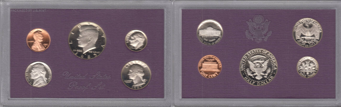 0,91 Dollars USA, official proof set 1985 S, 1 Cent to 1/2 Dollar, like photos | MA-Shops