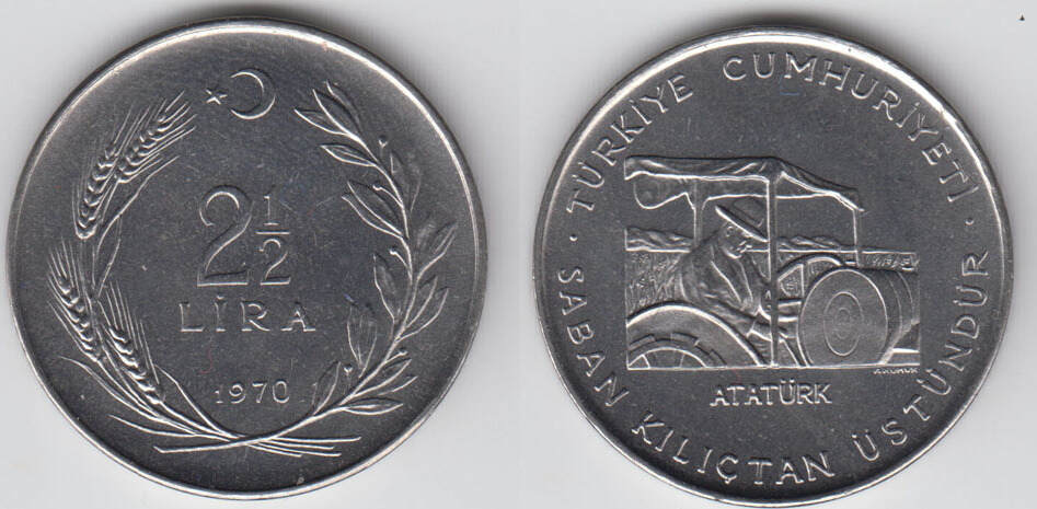Türkei 2 1/2 Lira 1970 turkey, 2 1/2 Lira, FAO, like scan, BU | MA-Shops
