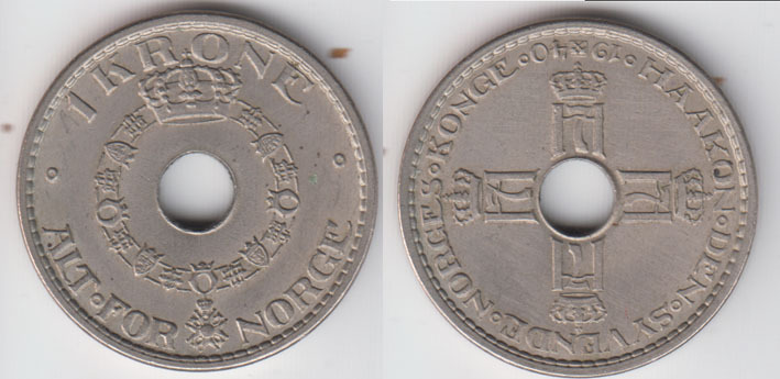 Norwegen 1940 norway, 1 Krone, Hakon VII., like scan AU | MA-Shops