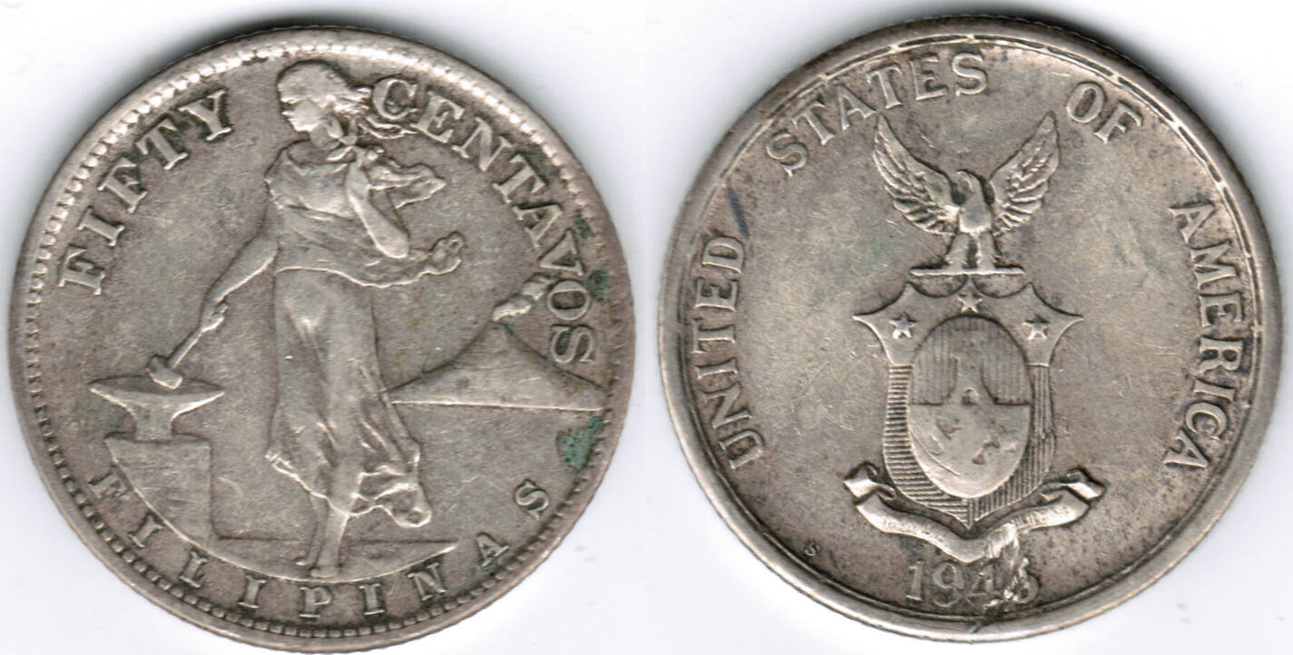 Philippinen 50 Centavos philippines silver coin 50 cents 1946, like ...
