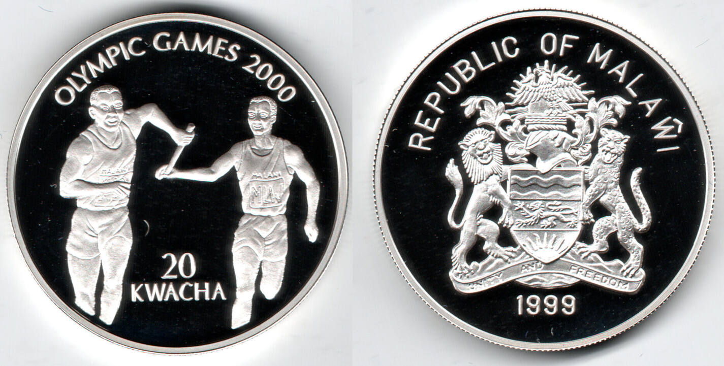 20 Kwacha 1999 Malawi, silver commemorative "sydney olympics 2000 ...