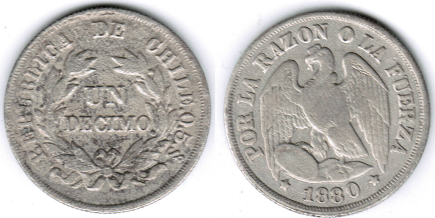 Un Decimo chile, Decimo 1880, like scan VF | MA-Shops