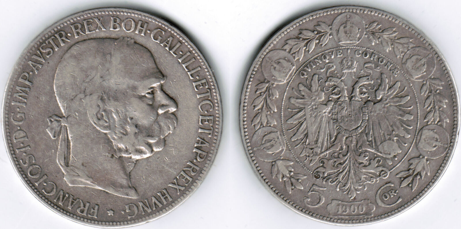 Österreich 5 Kronen 1900 austria silver coin, 5 corona (Crowns), like ...
