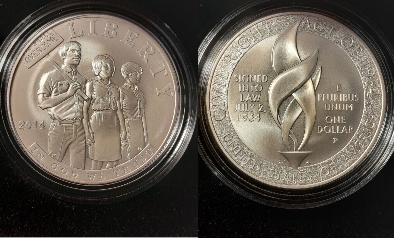 1 Dollar 2014 USA, Silver Dollar "Civil Rights Act of 1964", with box ...
