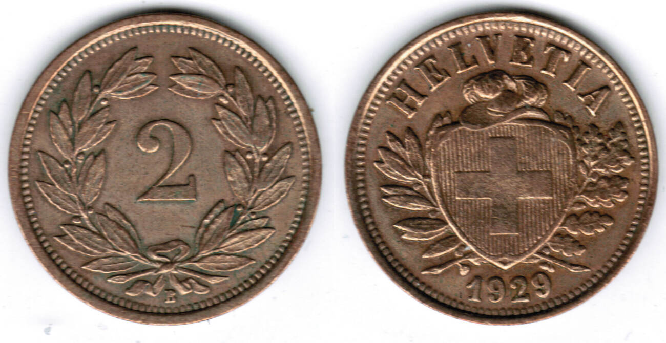 Schweiz Switzerland, 2 Rappen 1929 B, like scan VF | MA-Shops