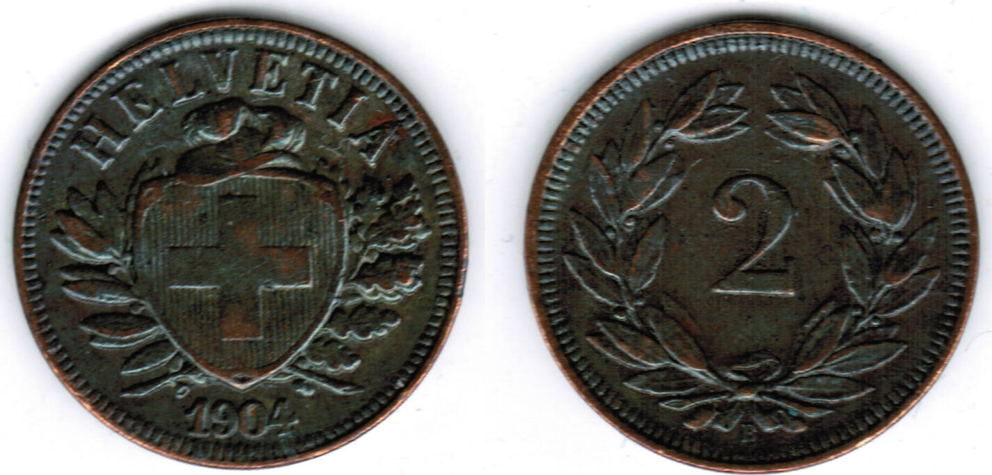 Schweiz Switzerland, 2 Rappen 1904 B, like scan VF | MA-Shops