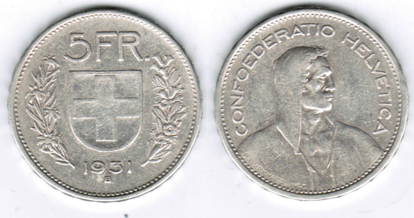 Schweiz Switzerland, silver coin, 5 Franken 1931, like scan VF | MA-Shops