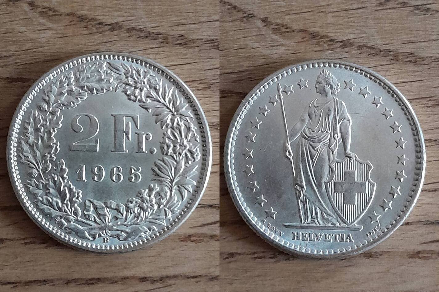 Schweiz Switzerland, silver coin, 2 Franken 1965 B, like scan UNC- | MA-Shops