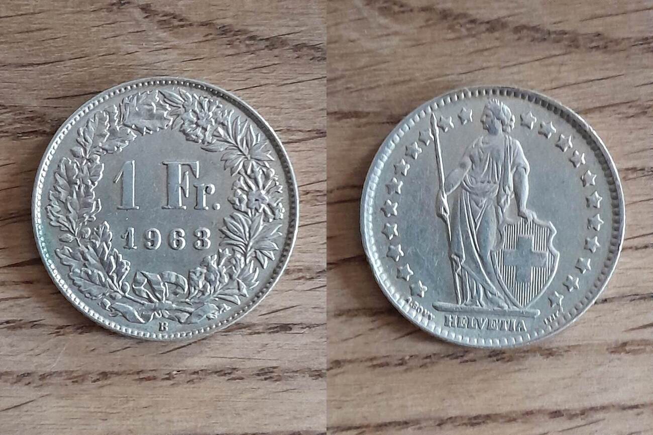 Schweiz 1963 Switzerland, silver coin, 1 Franken, like scan AU | MA-Shops