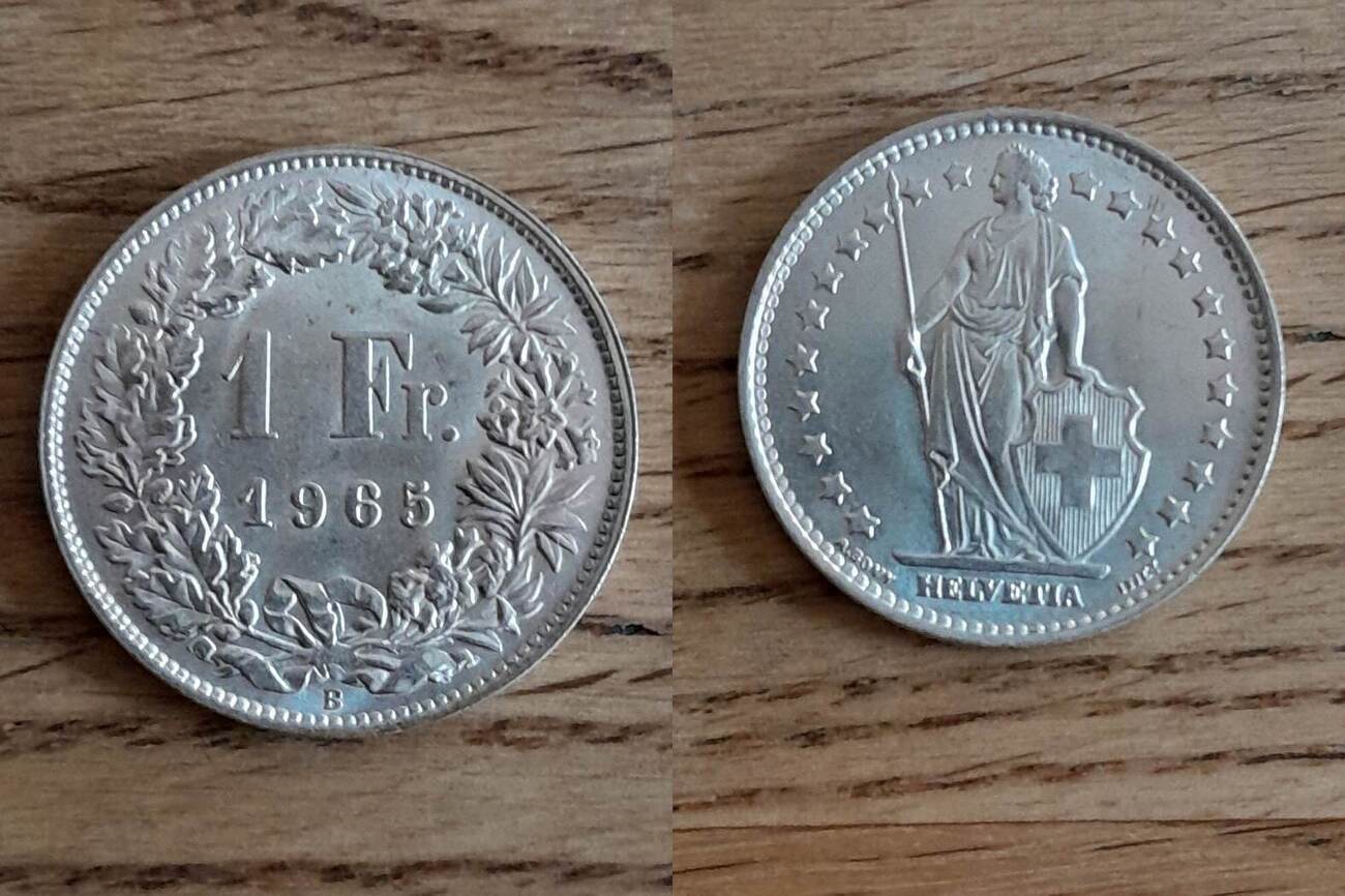 Schweiz 1965 Switzerland, silver coin, 1 Franken, like scan CH UNC | MA-Shops
