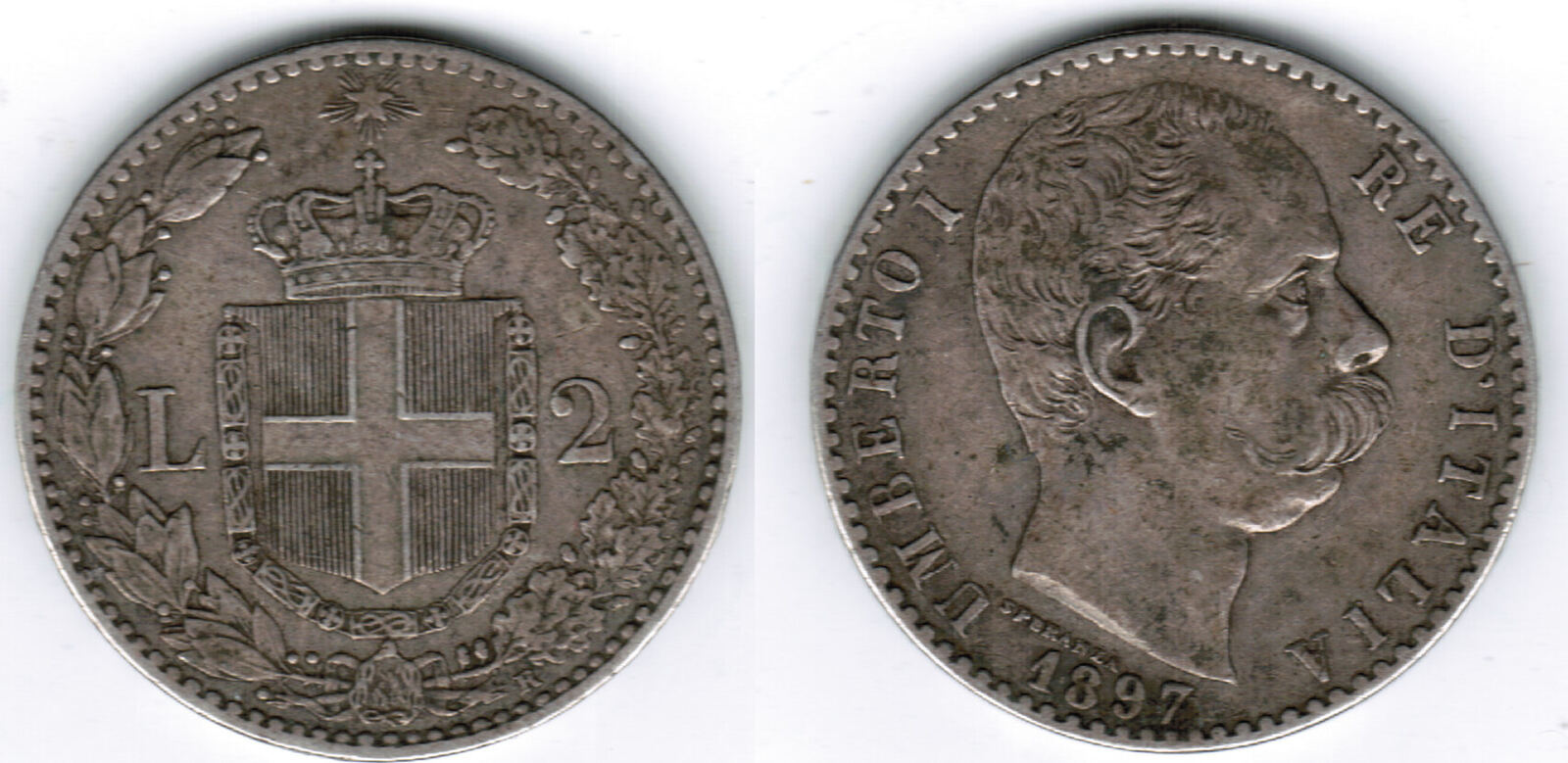 Italien 1897 italy silver coin, 1 lira, like scan VF | MA-Shops