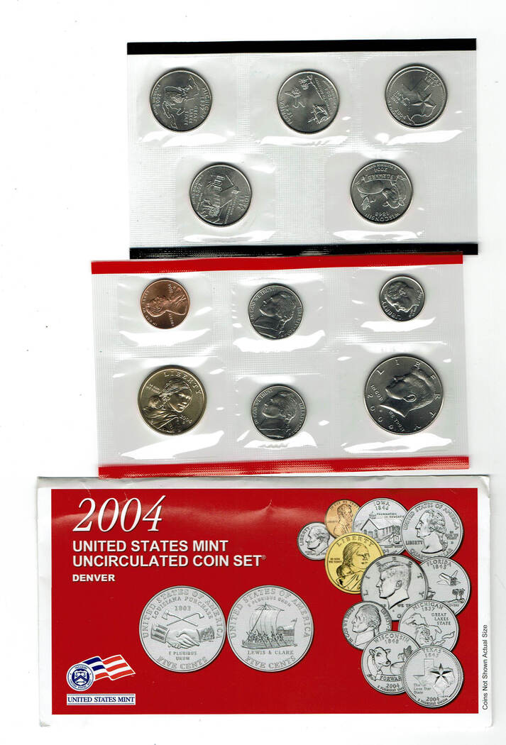 2,96 Dollars 2004 D USA, official mint set 2004, 1 Cent - 1 Dollar ...