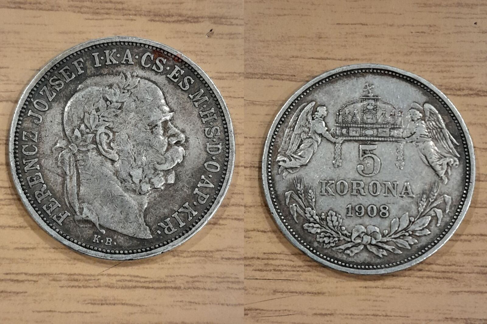 Haus Habsburg - Ungarn 5 Korona (5 Kronen) Hungary, 5 Korona 1908 silver, Franz Joseph ...