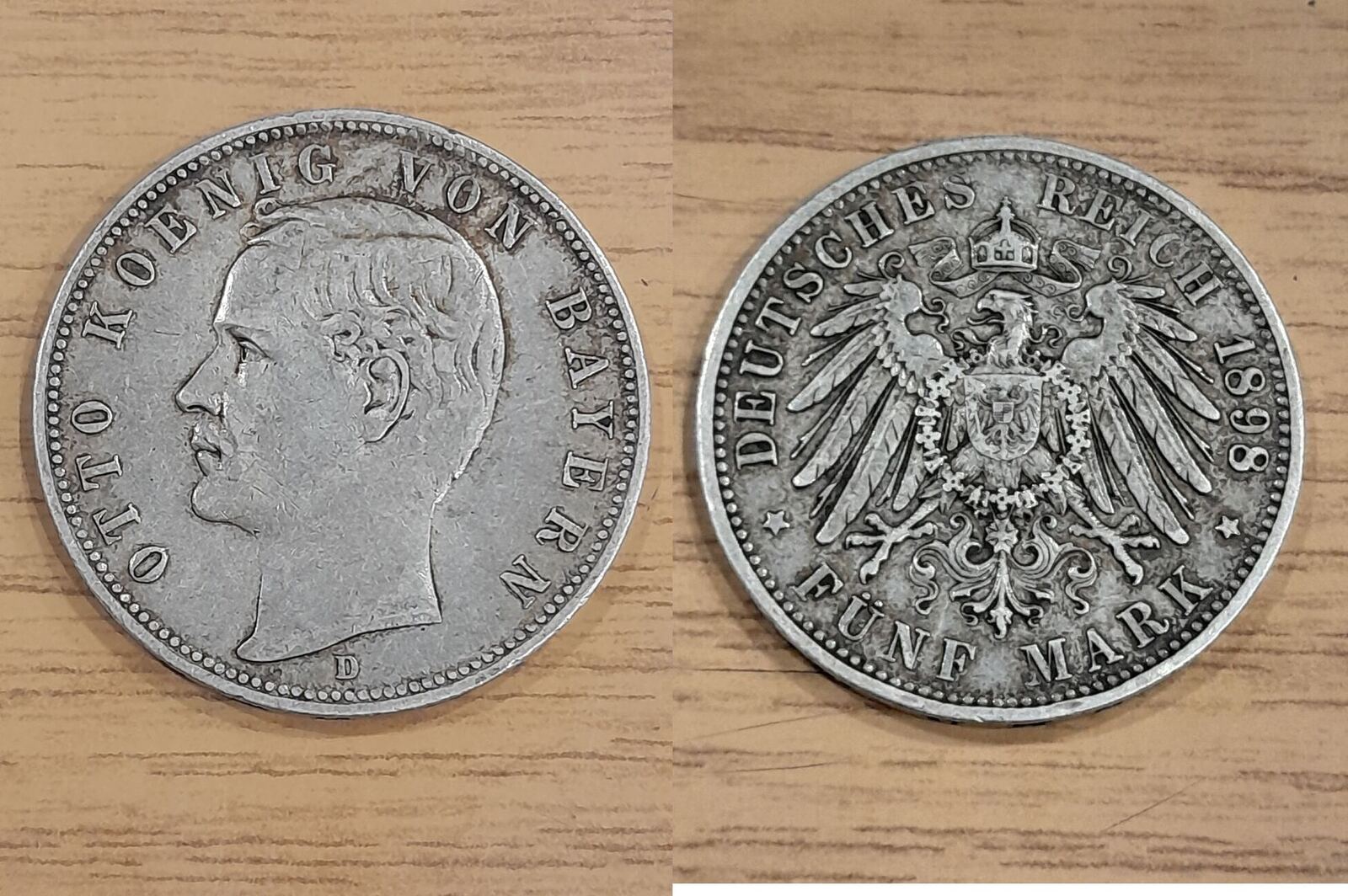 Kaiserreich - Bayern Deutsches Kaiserreich, Bayern, König Otto, 5 Mark 1898 D, Silber! VF | MA-Shops