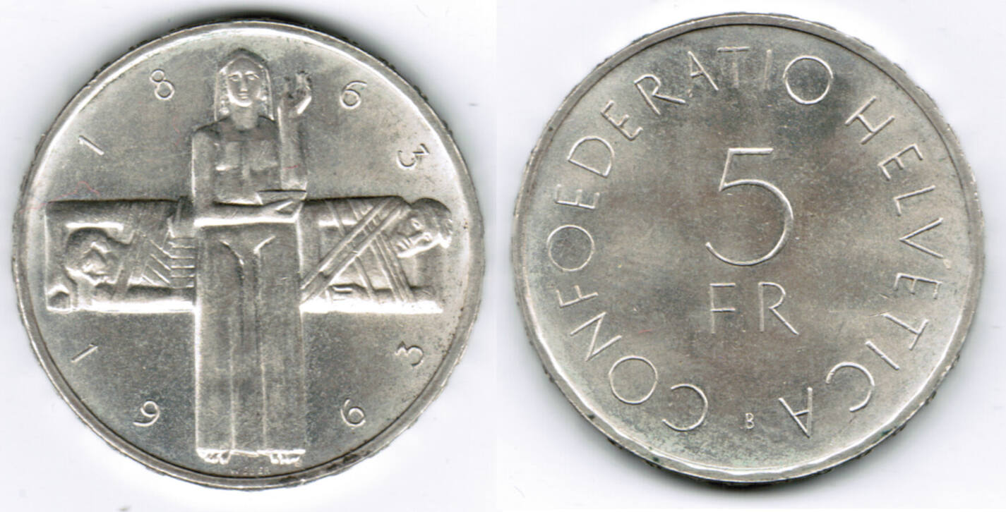 Schweiz Switzerland, silver coin, 5 Franken 1963, like scan AU | MA-Shops