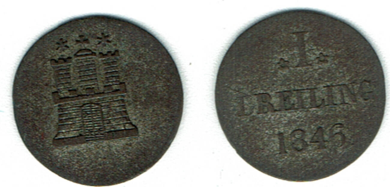 Hamburg, 1 Dreiling 1846, siehe Scan VF | MA-Shops
