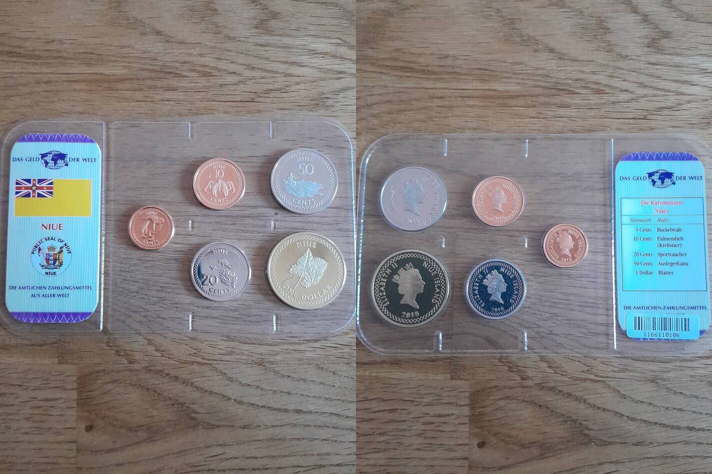 1,85 Dollars (5 Münzen) Niue coin set, 2010, 5 coins, 5 Cents - 1 ...