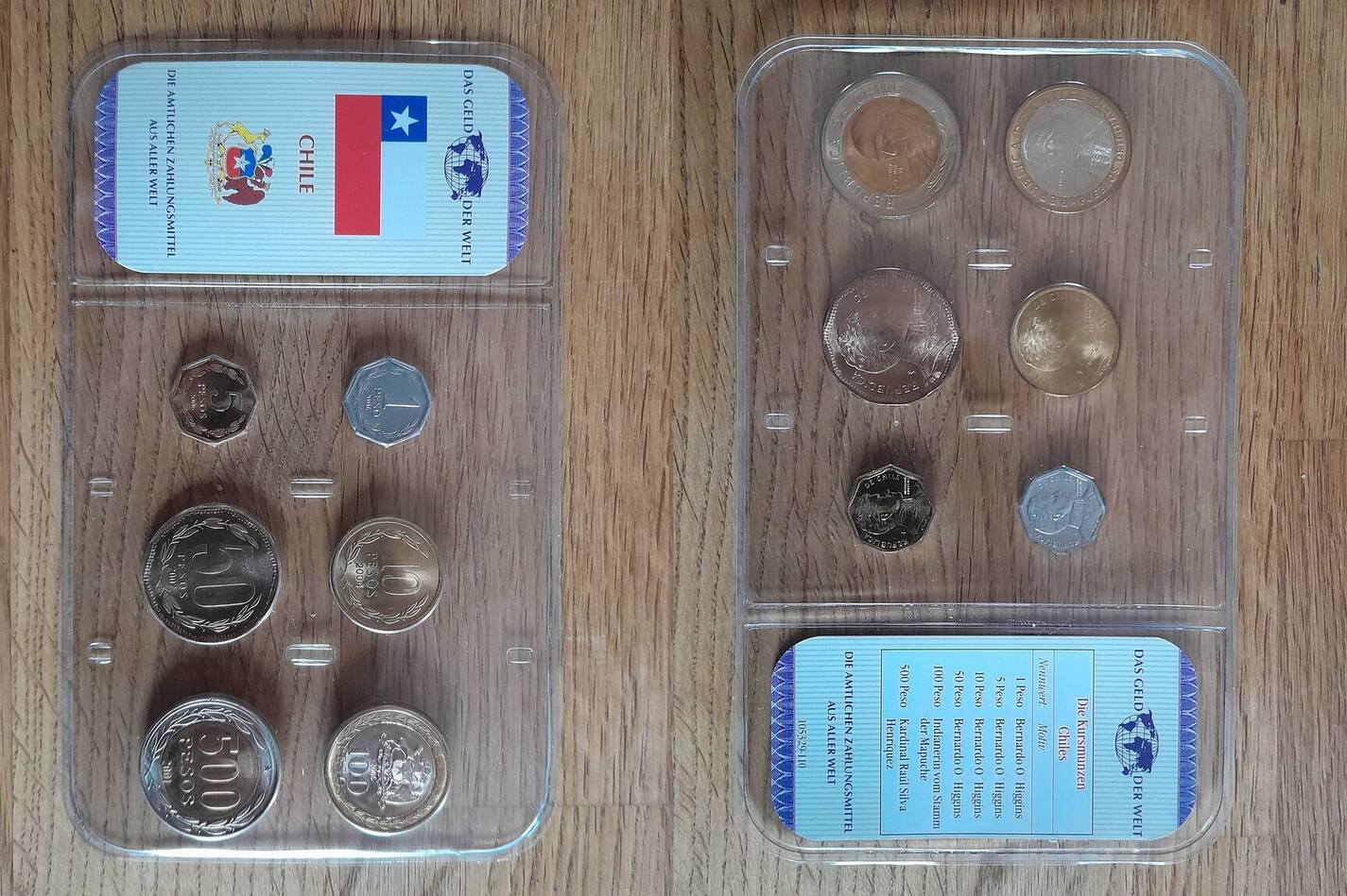 666 Pesos (6 Münzen) 2001 - 2006 Chile coin set, mixed years, 6 coins ...