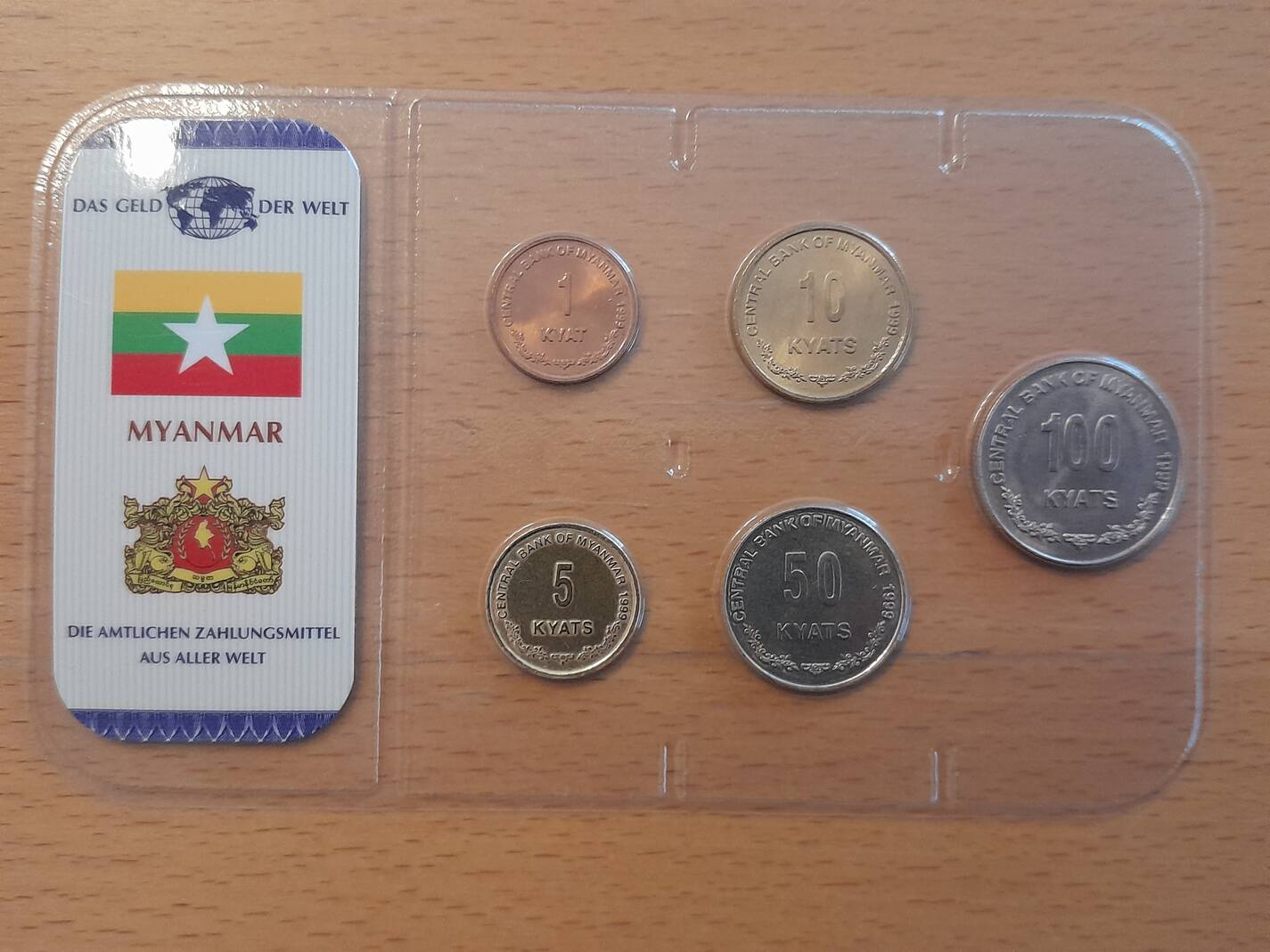 Myanmar 166 Kyats (5 Münzen) verschiedene Jahre Nyanmar coin set, mixed ...