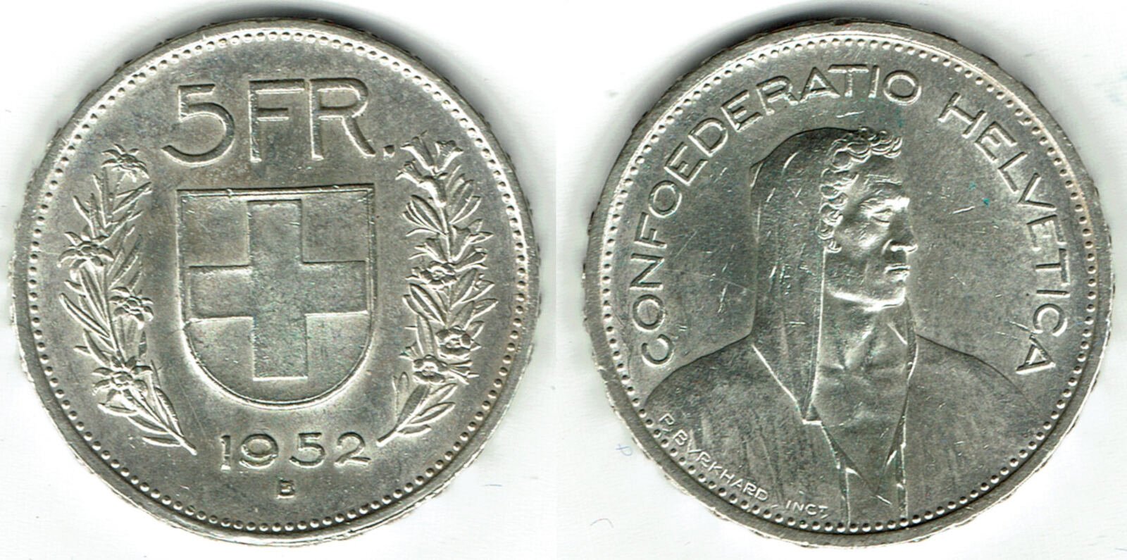 Schweiz Switzerland, silver coin, 5 Franken 1952, like scan EF | MA-Shops