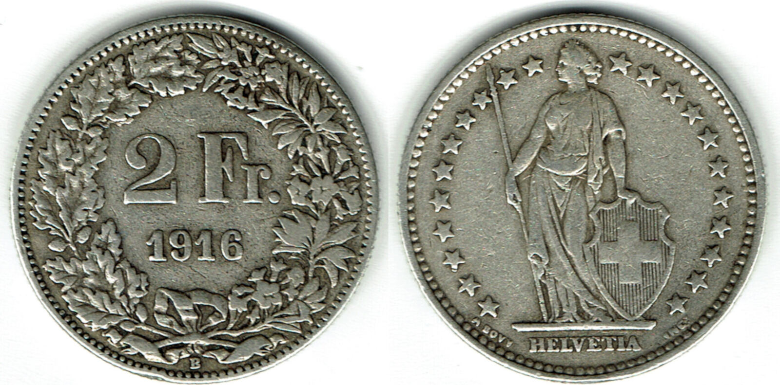 Schweiz Switzerland, silver coin, 2 Franken 1916, like scan VF | MA-Shops