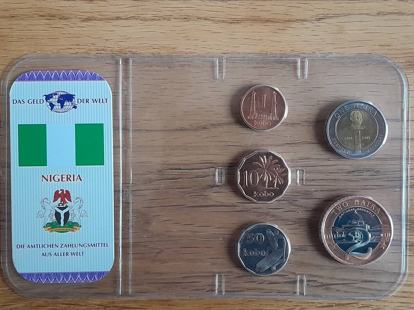 3,61 Naira (5 Münzen) 1991 - 2006 Nigeria, coin set, mixed years, 5 coins, 11 Kobo - 2 Naira ...