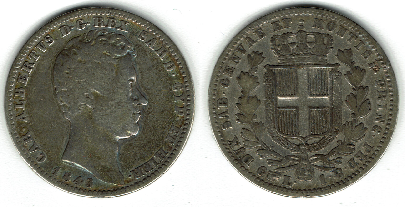 Italien italy, 1 Lira silver coin 1843, Carlo Alberto like scan VF-EF ...