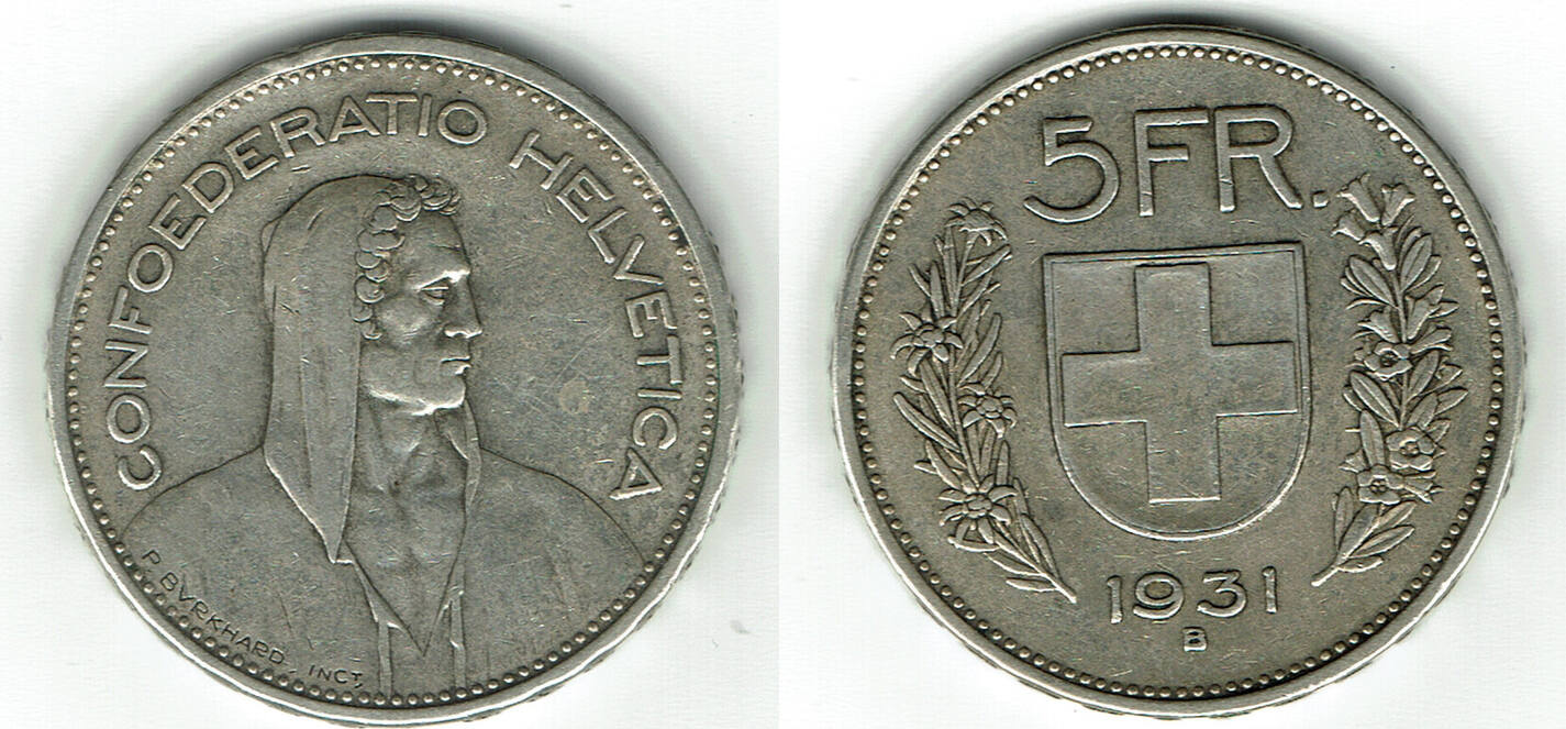 Schweiz Switzerland, silver coin, 5 Franken 1931, like scan VF | MA-Shops