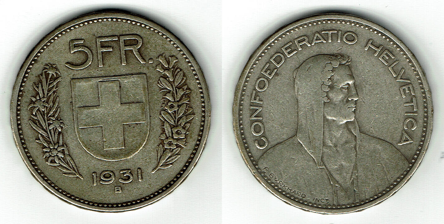 Schweiz Switzerland, silver coin, 5 Franken 1931, like scan VF | MA-Shops