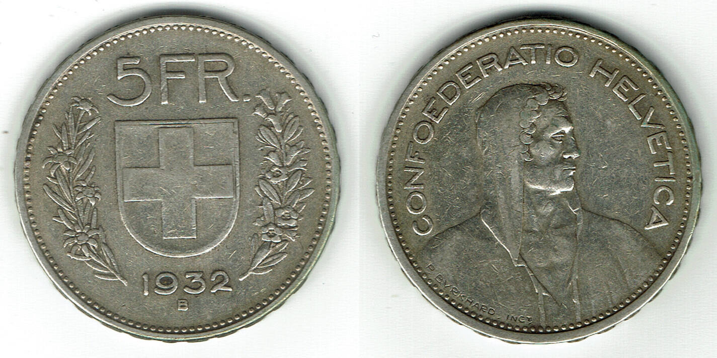 Schweiz Switzerland, silver coin, 5 Franken 1932, like scan VF | MA-Shops