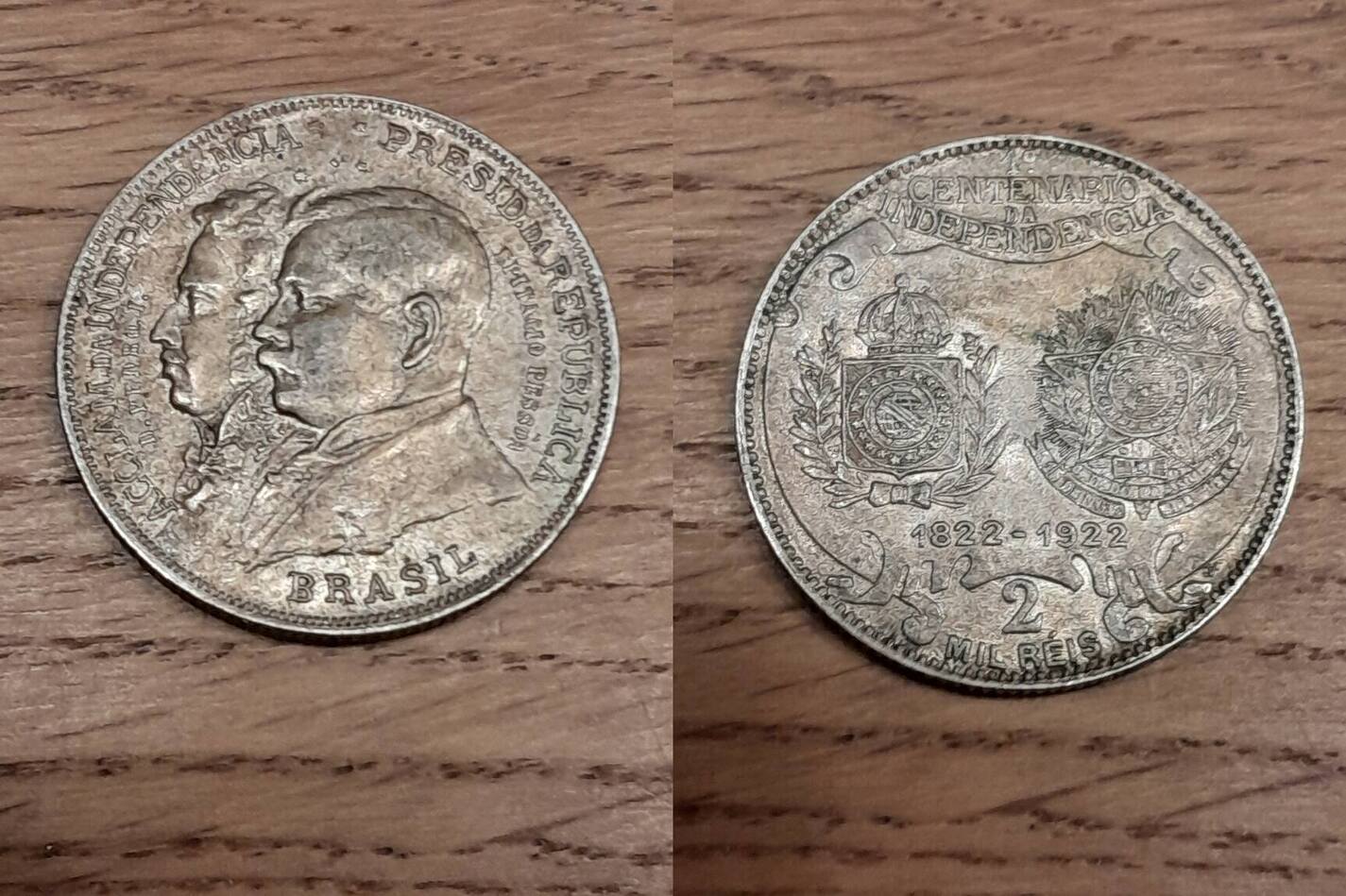 Brasilien brazil, silver coin 1922, 2000 Reis, Liberty head, like scan ...