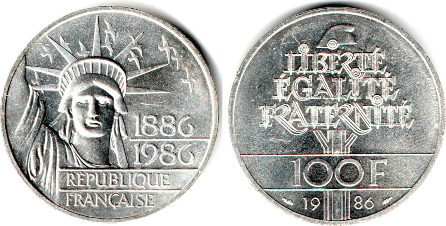 Frankreich France 1986, 100 francs - statue of liberty, 15 g. AU | MA-Shops
