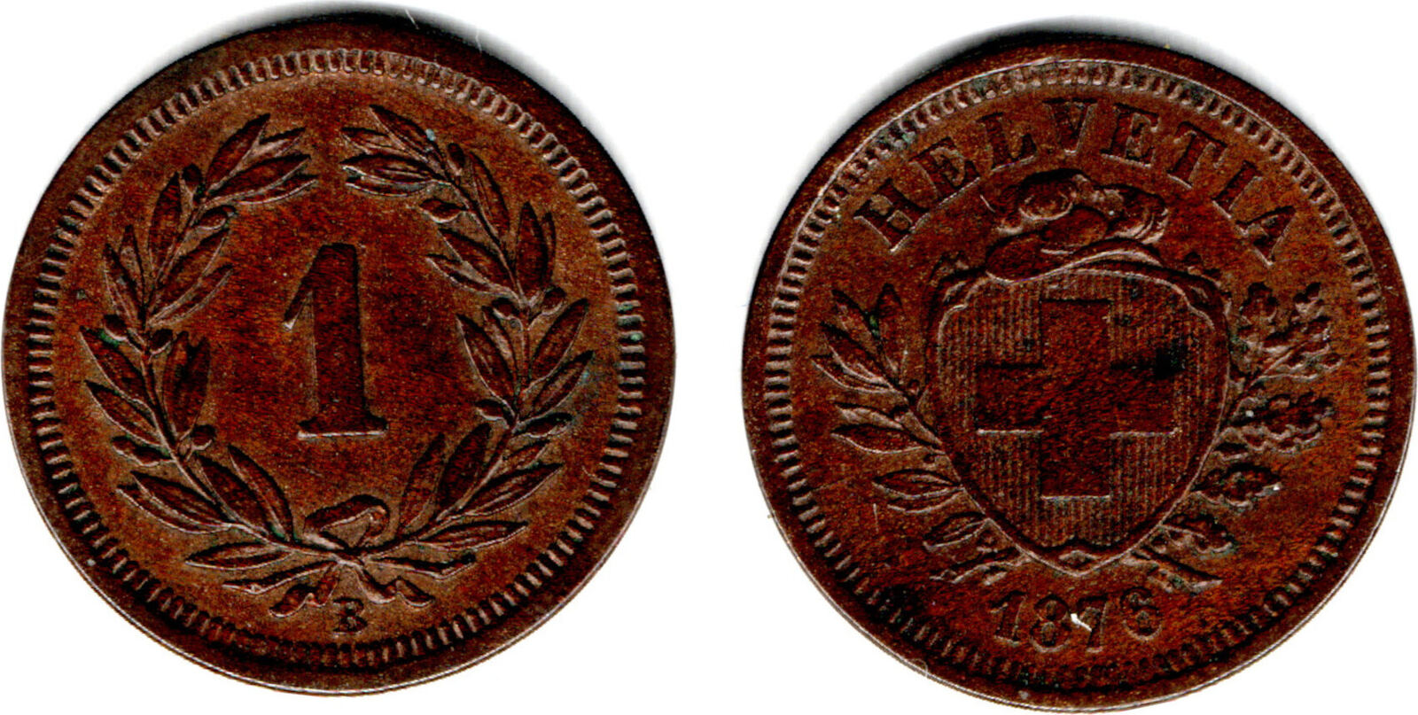 Schweiz Switzerland, 1 Rappen 1876 B, like scan VF-EF | MA-Shops
