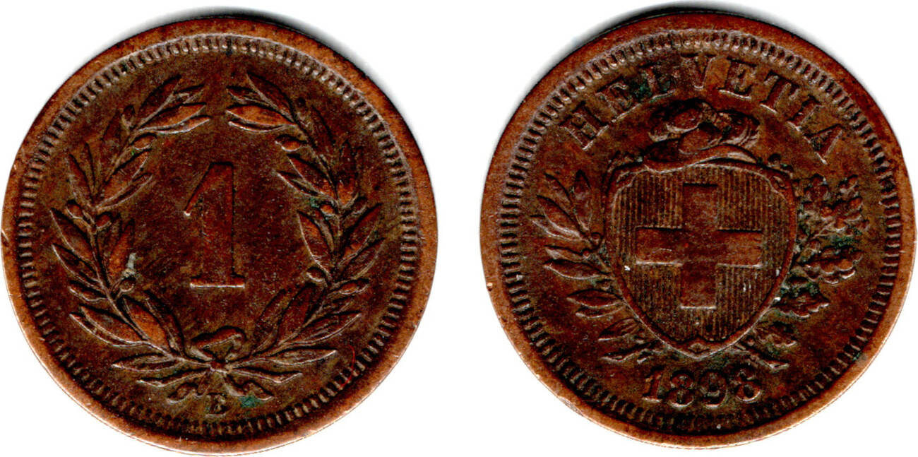 Schweiz Switzerland, 1 Rappen 1898 B, like scan VF | MA-Shops