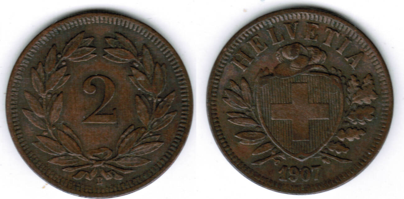 Schweiz Switzerland, 2 Rappen 1907 B, like scan VF | MA-Shops