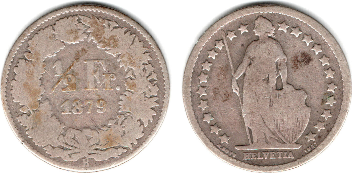 Schweiz Switzerland, silver coin, 1/2 Franken 1879, like scan F | MA-Shops