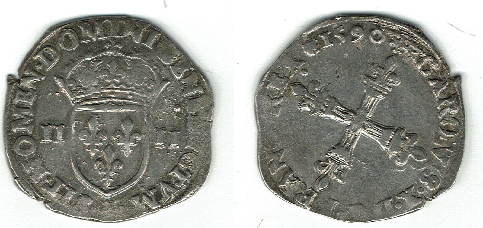 Frankreich 1/4 Ecu france, quarter ecu 1590 A (Paris), Charles X. VF ...