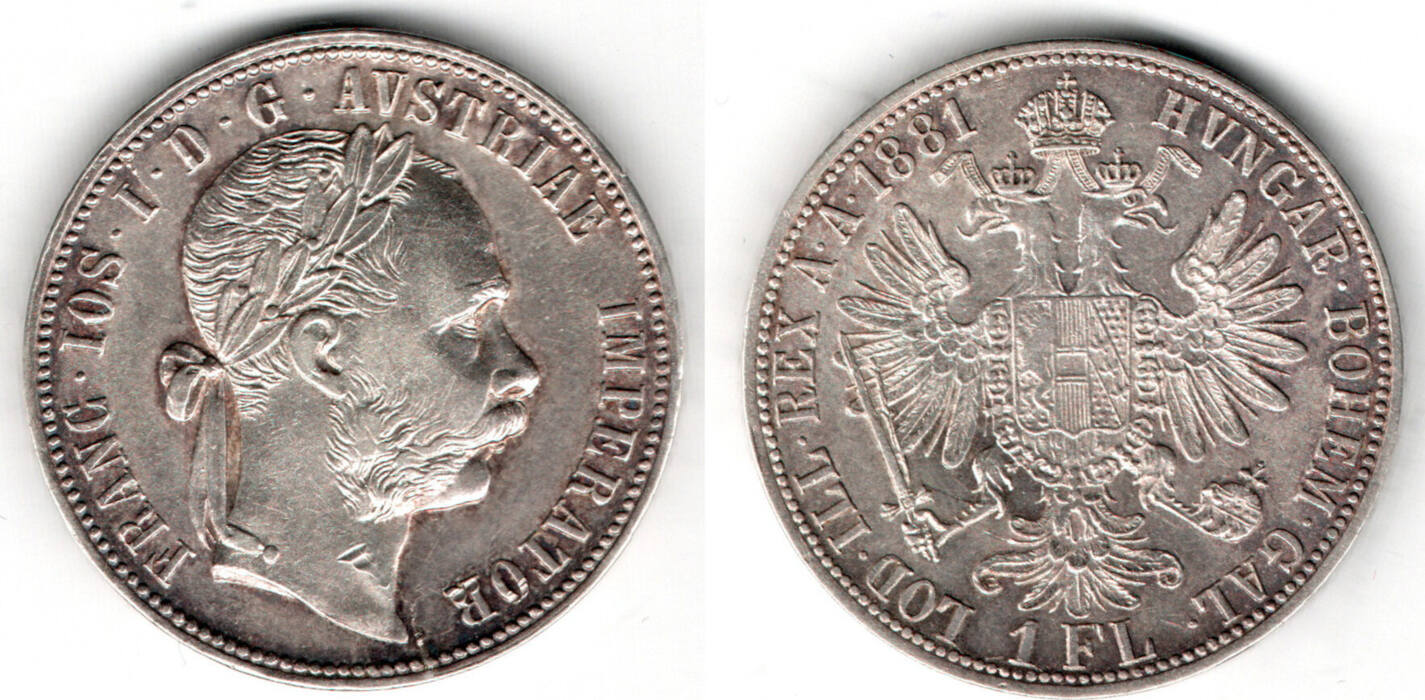 Österreich 1 Florin austria, franz joseph I. silver florin 1881, like scan EF | MA-Shops